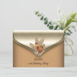 Elegant Caramel Beige Gold Birthday Party Invitation | Zazzle