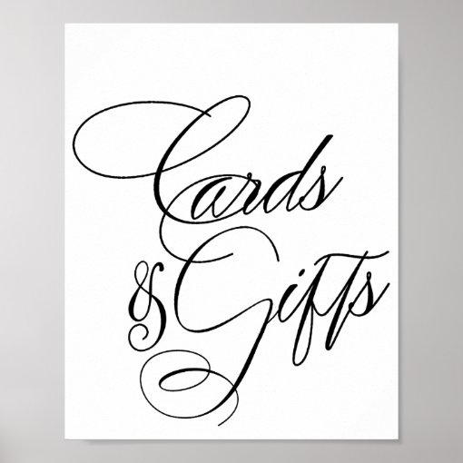 Elegant Cards and Gifts Black Calligraphy | Table Poster | Zazzle