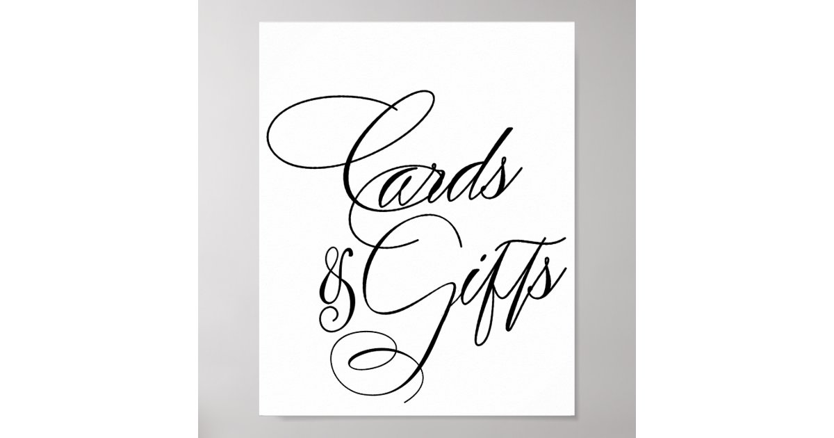 Elegant Cards and Gifts Black Calligraphy | Table Poster | Zazzle