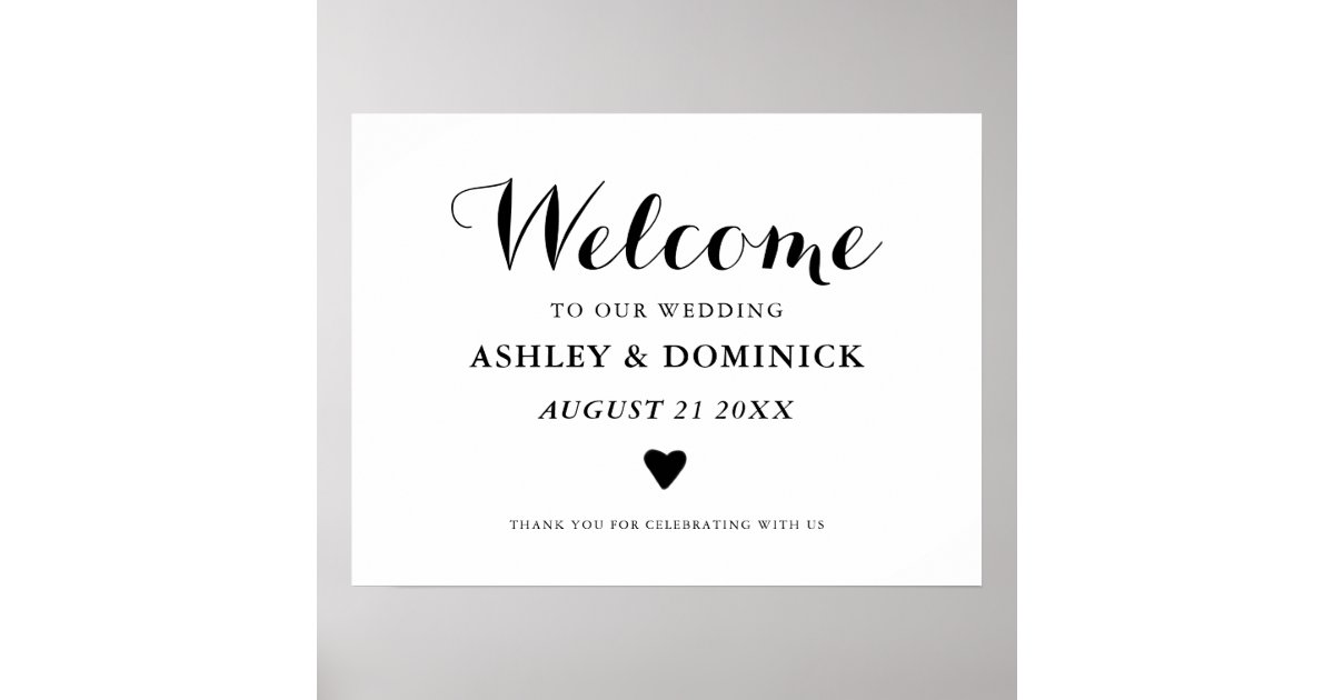 Elegant Carolyna Calligraphy Welcome Wedding Sign | Zazzle