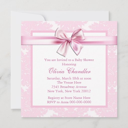 Elegant Carriage Pink Damask Baby Shower Invitatio Invitation | Zazzle