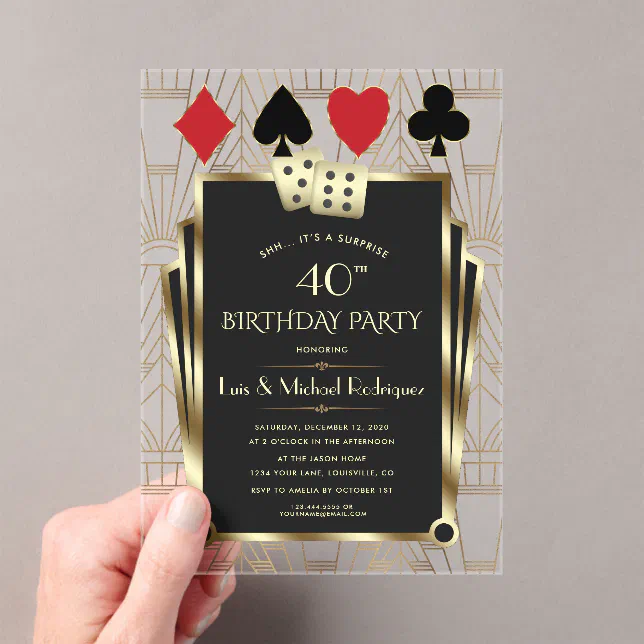 Elegant Casino Royale Las Vegas Poker Birthday Acrylic Invitations | Zazzle