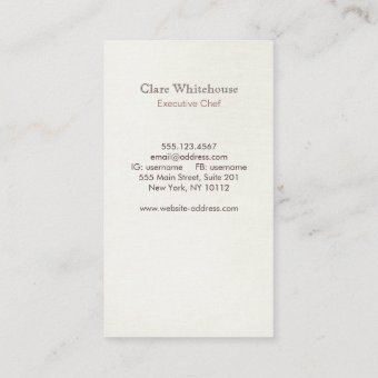 Elegant Catering Personal Chef Vintage Spoon Business Card | Zazzle