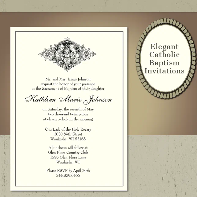 Elegant Catholic Baptism Invitation | Zazzle