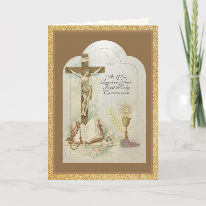 Elegant Catholic First Holy Communion Prayer Card | Zazzle.com