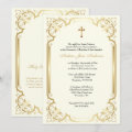 Elegant Catholic Gold Baptism Christening Invitation | Zazzle