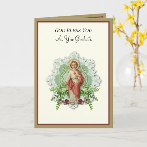 Elegant Catholic Graduation Jesus Commencement Card | Zazzle