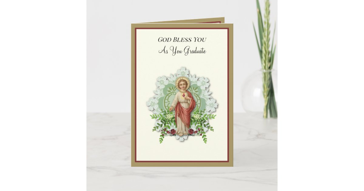 Elegant Catholic Graduation Jesus Commencement Card | Zazzle