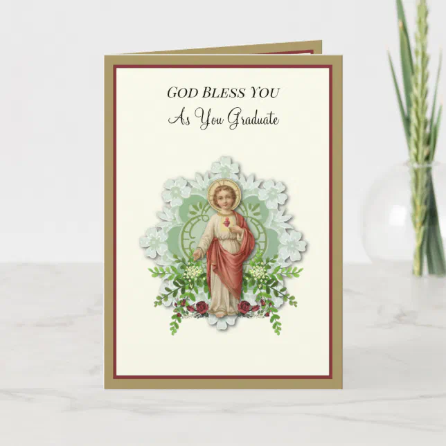 Elegant Catholic Graduation Jesus Commencement Card | Zazzle