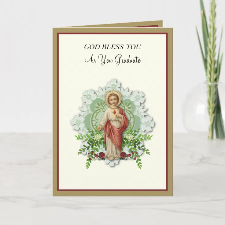 Elegant Catholic Graduation Jesus Commencement Card | Zazzle