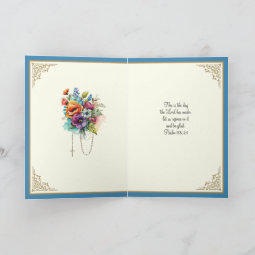 Elegant Catholic Graduation Virgin Mary Flowers Card | Zazzle