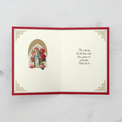 Elegant Catholic Graduation Virgin Mary Roses Card | Zazzle