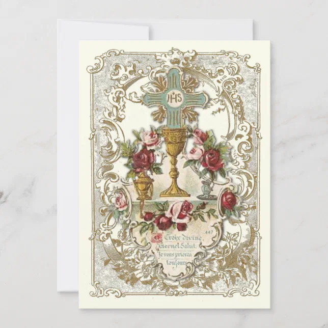 Elegant Catholic Holy Communion Jesus Invitation | Zazzle