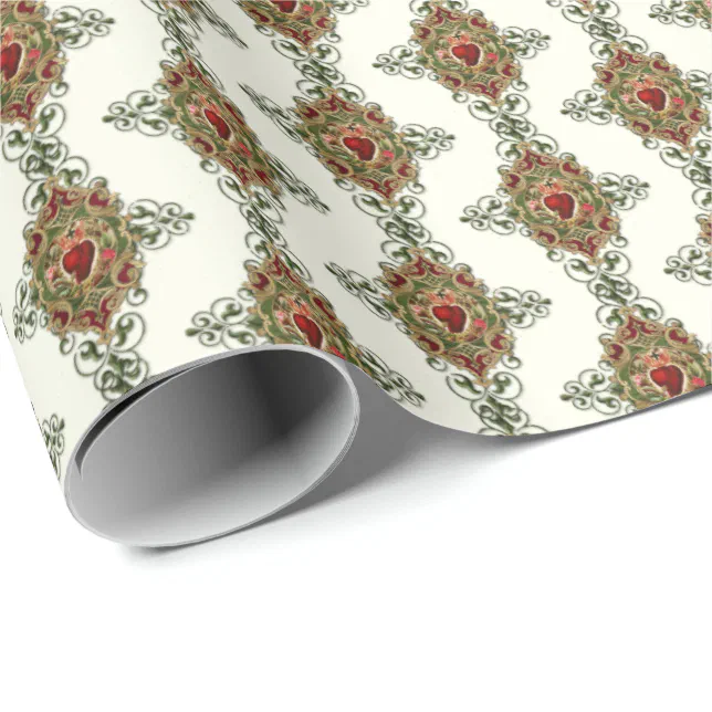 Elegant Catholic Sacred Heart Jesus Religious Wrapping Paper | Zazzle