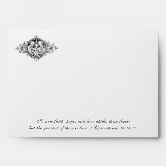 Elegant Catholic Scripture Wedding Black and White Envelope | Zazzle.com