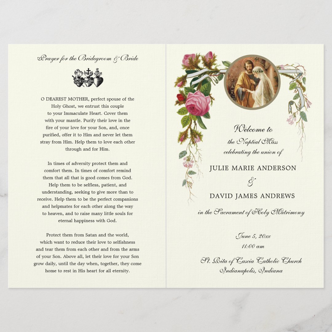 Elegant Catholic Traditional Mass Wedding Program | Zazzle