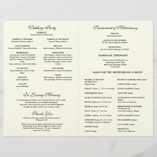 Elegant Catholic Traditional Mass Wedding Program | Zazzle