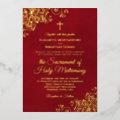Elegant Catholic Wedding Crimson Red & Gold Foil Invitation | Zazzle