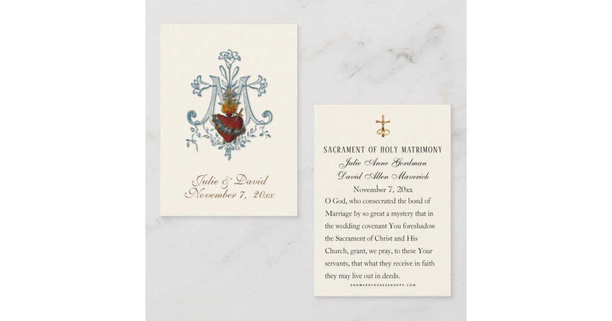Elegant Catholic Wedding Favor Card | Zazzle