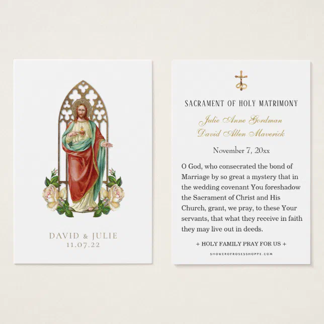 Elegant Catholic Wedding Jesus Prayer Card | Zazzle