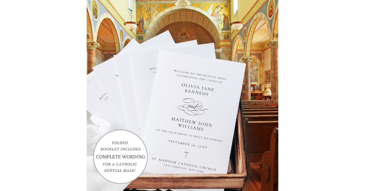 Elegant Catholic Wedding Mass Ceremony Program | Zazzle