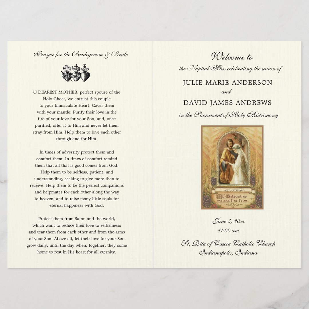 Elegant Catholic Wedding Mass Program | Zazzle