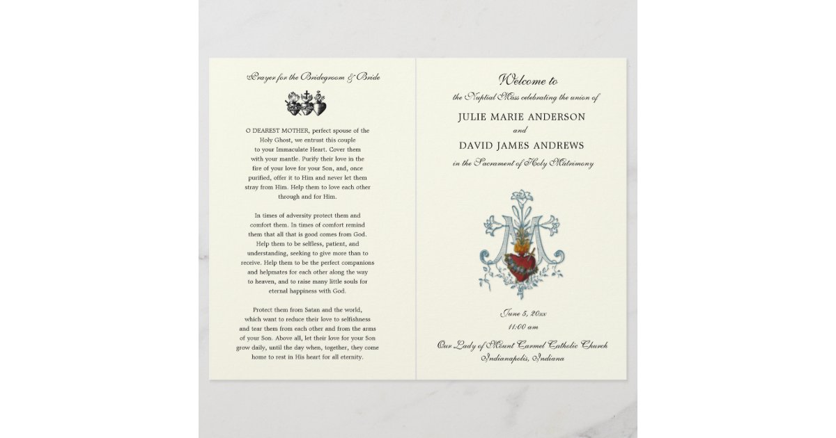 Elegant Catholic Wedding Mass Program | Zazzle