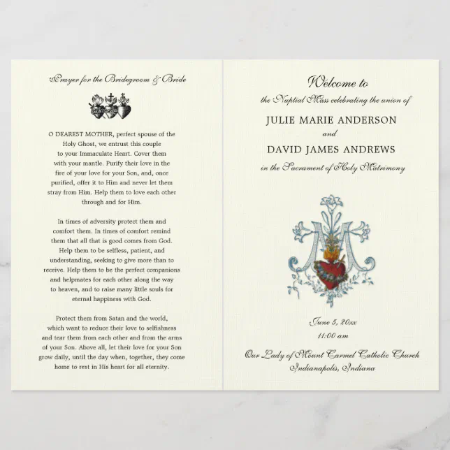 Elegant Catholic Wedding Mass Program | Zazzle