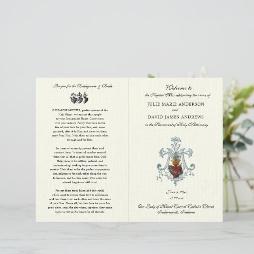 Elegant Catholic Wedding Mass Program | Zazzle