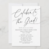 Elegant Celebrate the Grad Black Script Graduation Invitation | Zazzle