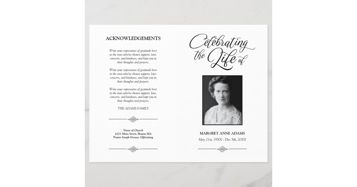 Elegant Celebration of Life Funeral Program | Zazzle.com