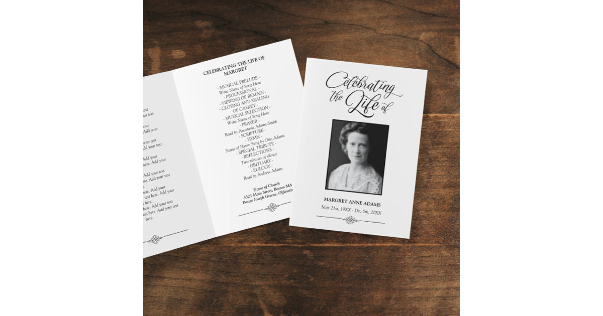 Elegant Celebration of Life Funeral Program | Zazzle