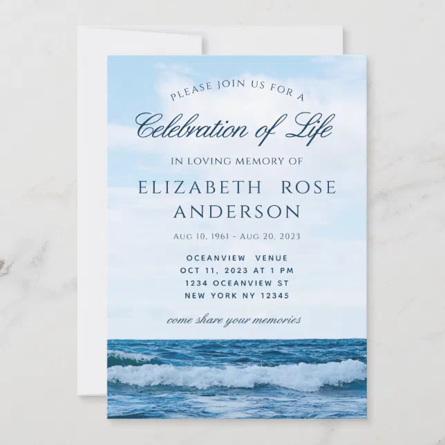 Elegant Celebration of Life Memorial Invitation | Zazzle