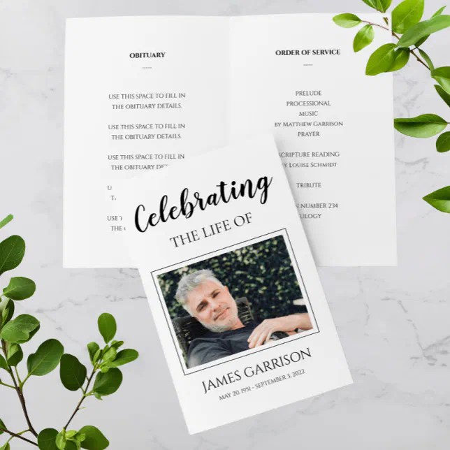 Elegant Celebration of Life Memorial Program Flyer | Zazzle