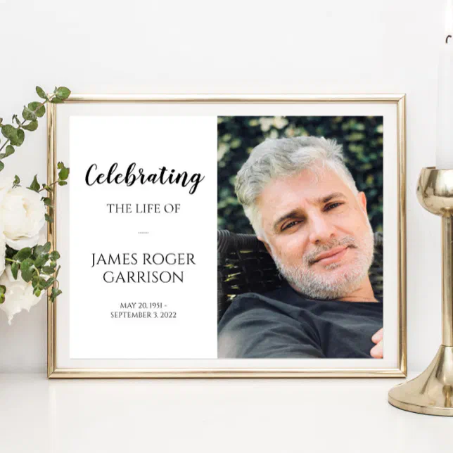 Elegant Celebration of Life Photo Celebrating Poster | Zazzle