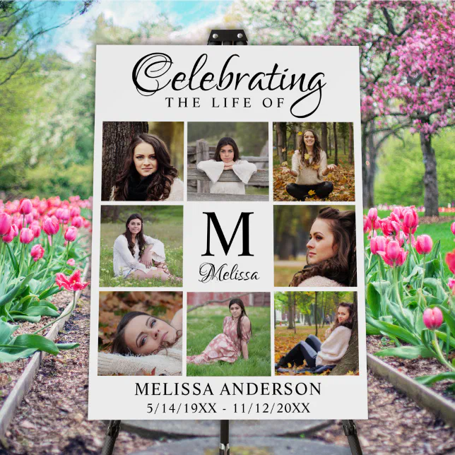Elegant Celebration Of Life Photo Collage Memorial Foam Board | Zazzle