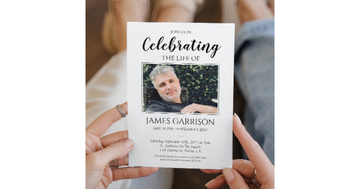 Elegant Celebration of Life Photo Invitation | Zazzle