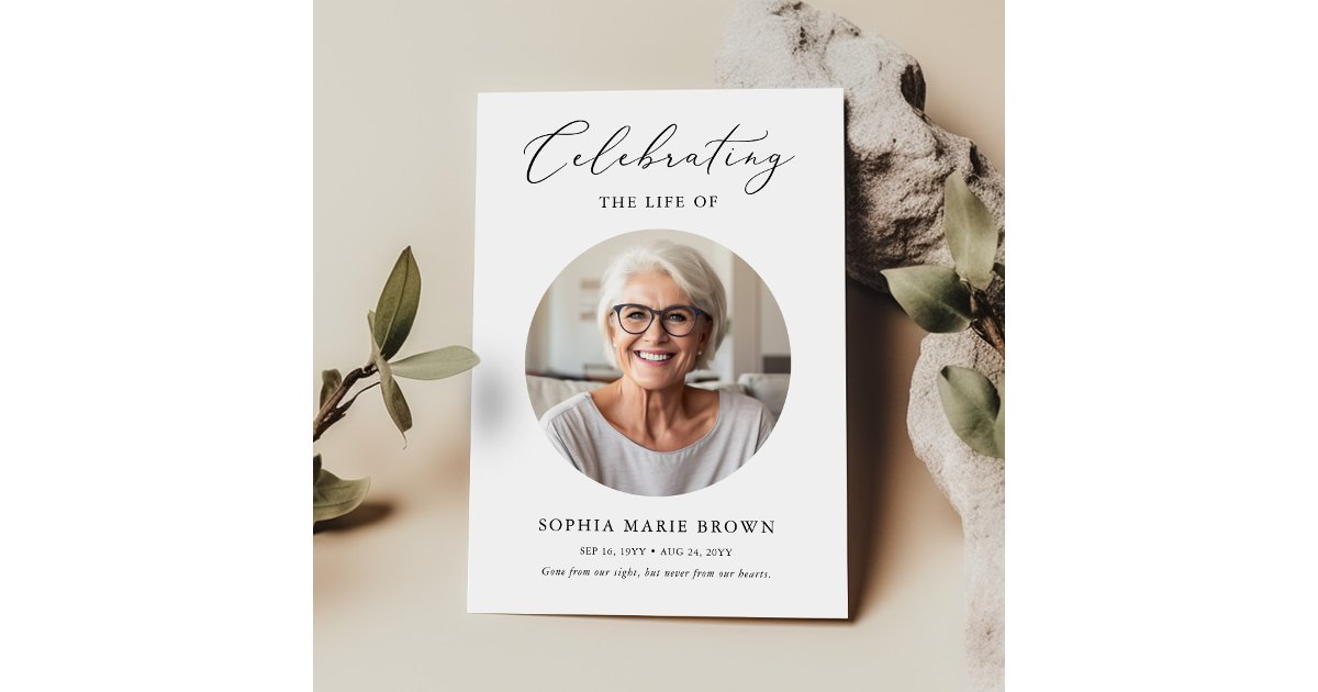 Elegant Celebration of Life Photo Memorial Funeral Invitation | Zazzle