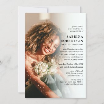 Elegant Celebration of Life Photo Memorial Invitation | Zazzle