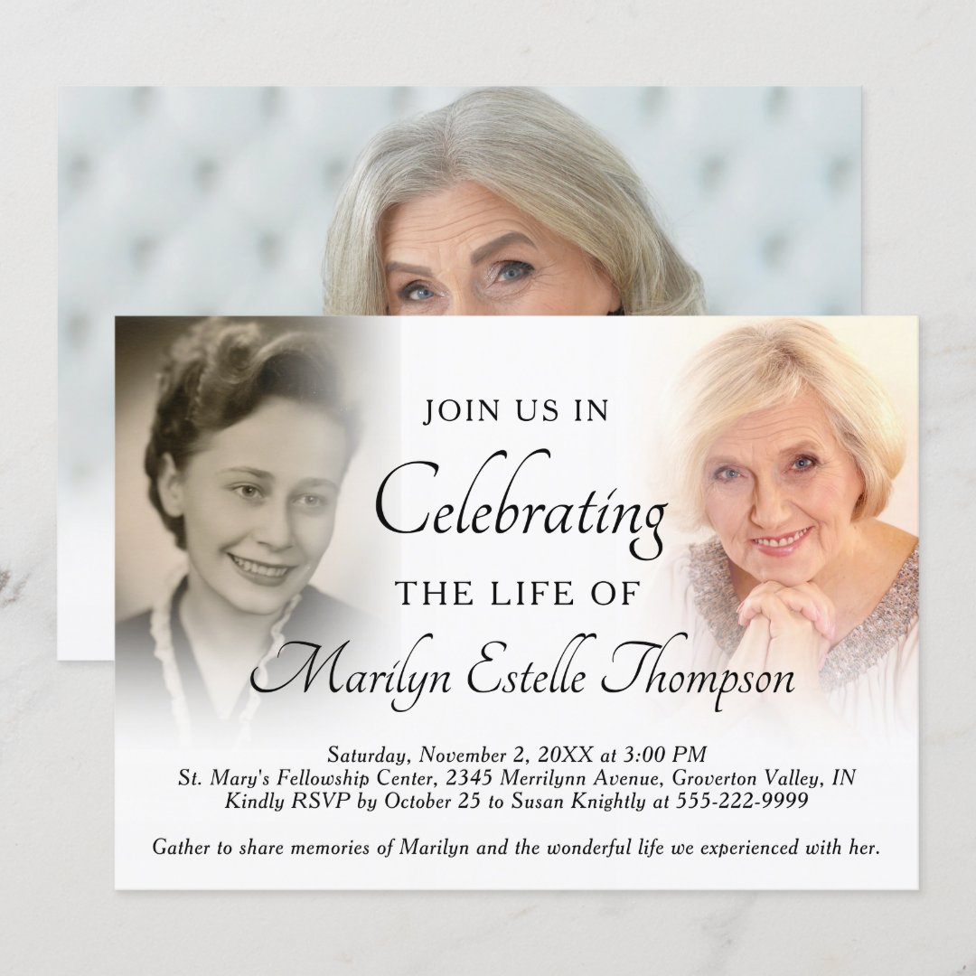 Elegant Celebration of Life Photos Invitation | Zazzle