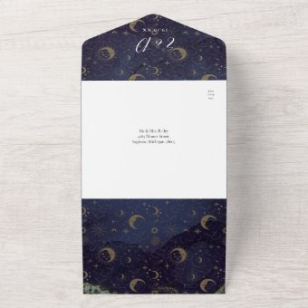 Elegant Celestial Spiritual QR Code Wedding All In One Invitation | Zazzle