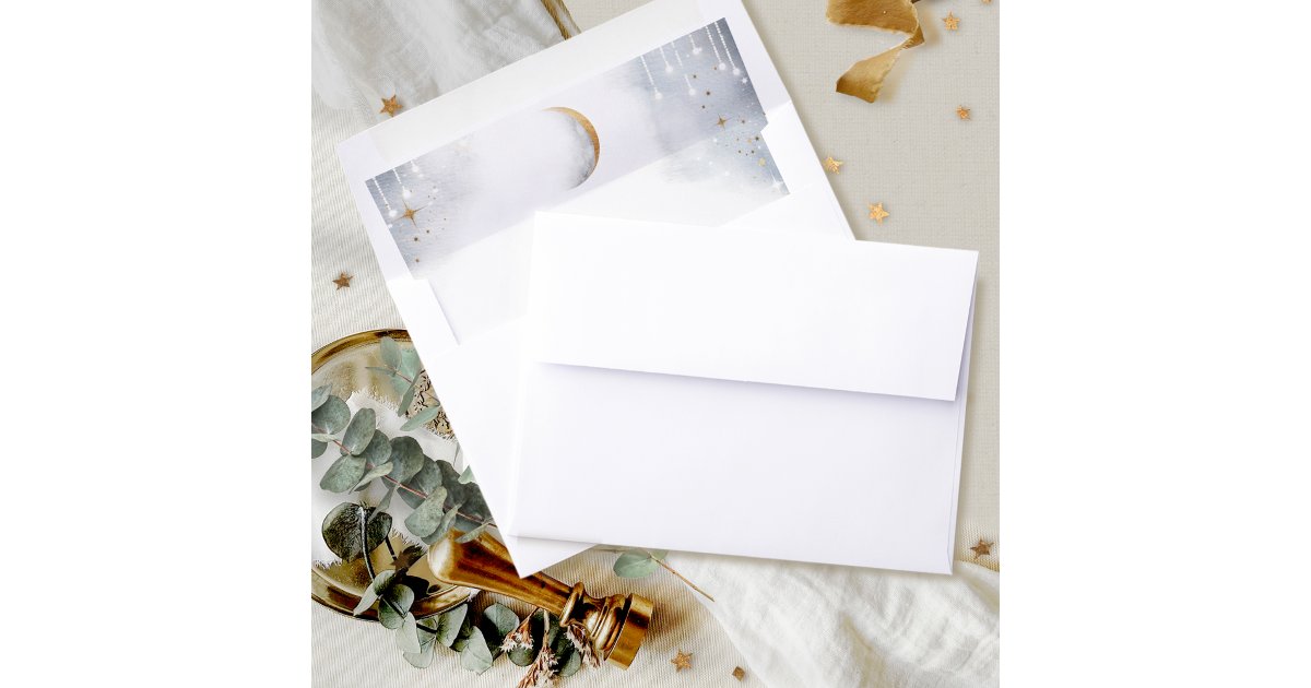 Elegant Celestial Stars and Moon Starry Night Envelope Liner | Zazzle