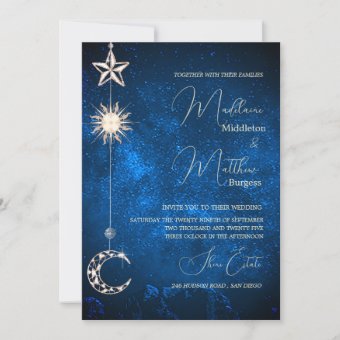 Elegant Celestial Stars Galaxy Evening Wedding Invitation | Zazzle