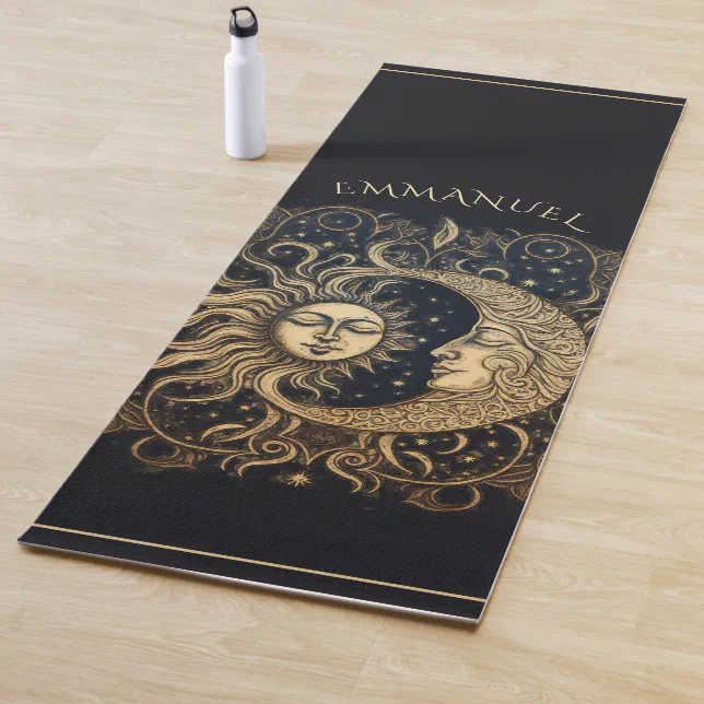 Elegant Celestial Sun Moon Personalized Yoga Mat | Zazzle