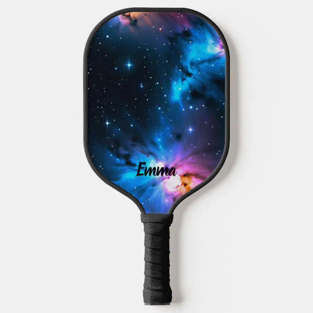 Elegant Celestial Swirls of Stars Custom Name Pickleball Paddle | Zazzle