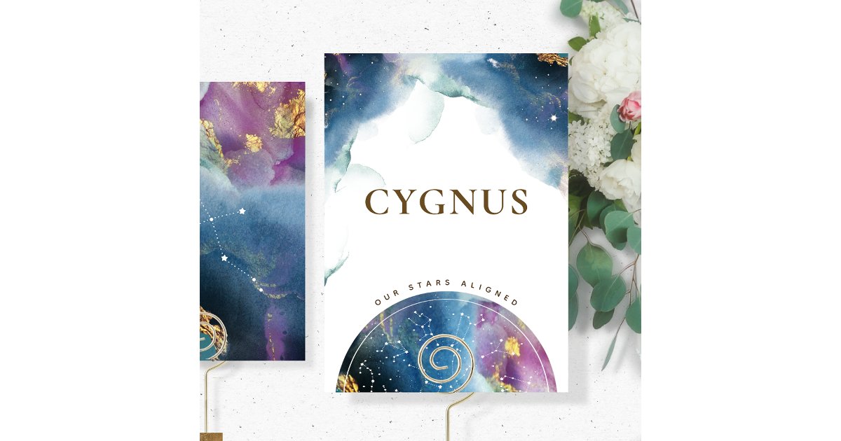 Elegant Celestial Theme Cygnus Table Name Card | Zazzle