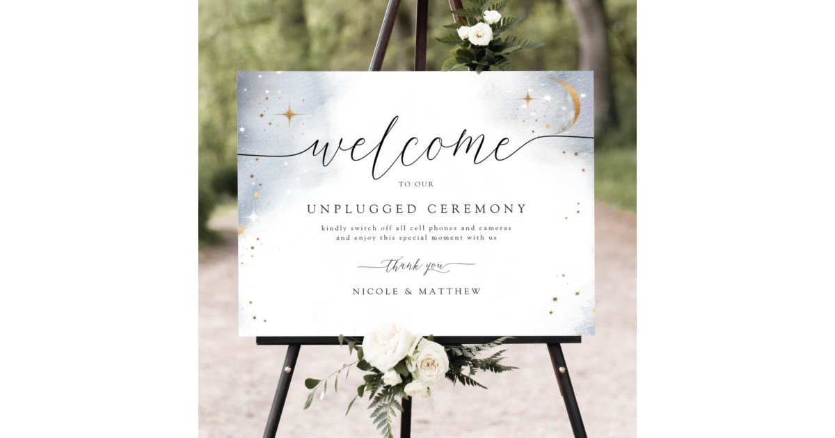 Elegant Celestial Theme Unplugged Ceremony Sign | Zazzle