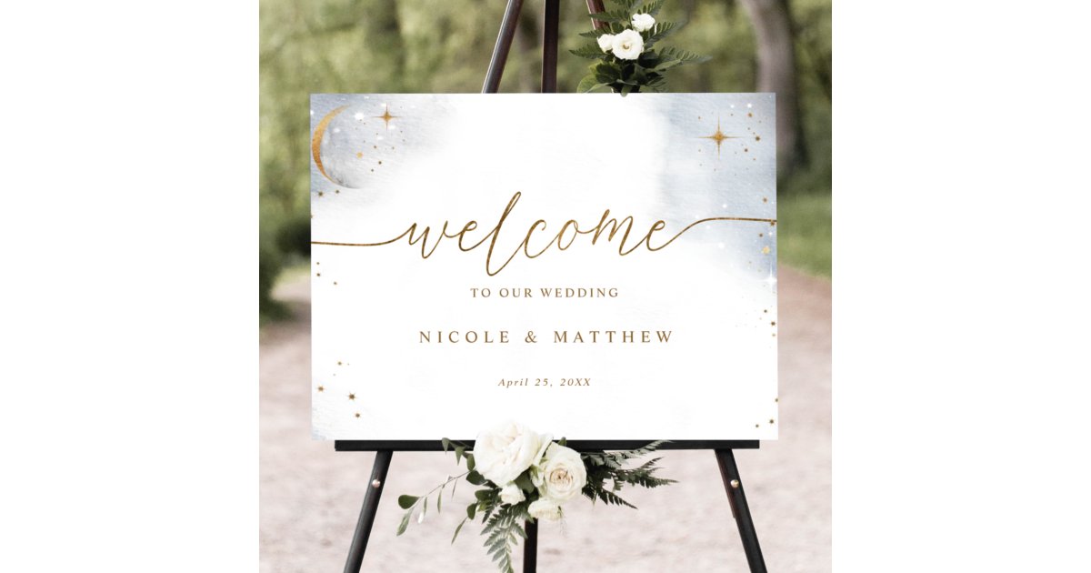 Elegant Celestial Wedding Welcome Sign | Zazzle