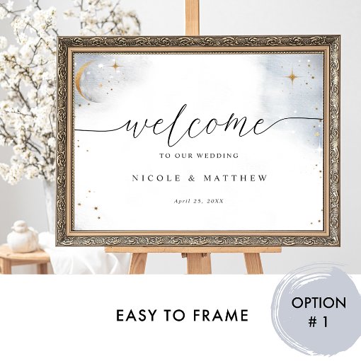 Elegant Celestial Wedding Welcome Sign | Zazzle