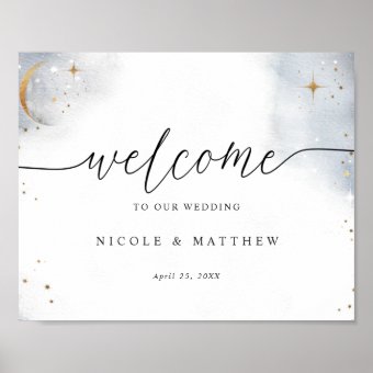 Elegant Celestial Wedding Welcome Sign | Zazzle